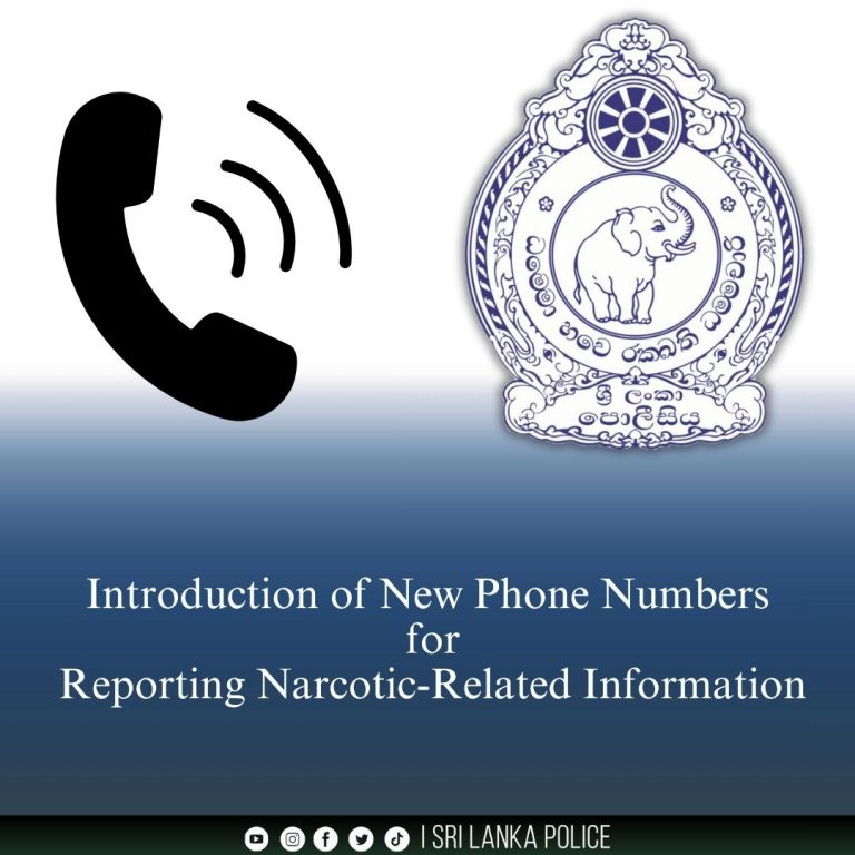 Introduction of New Phone Numbers for Reporting Narcotic-Related ...